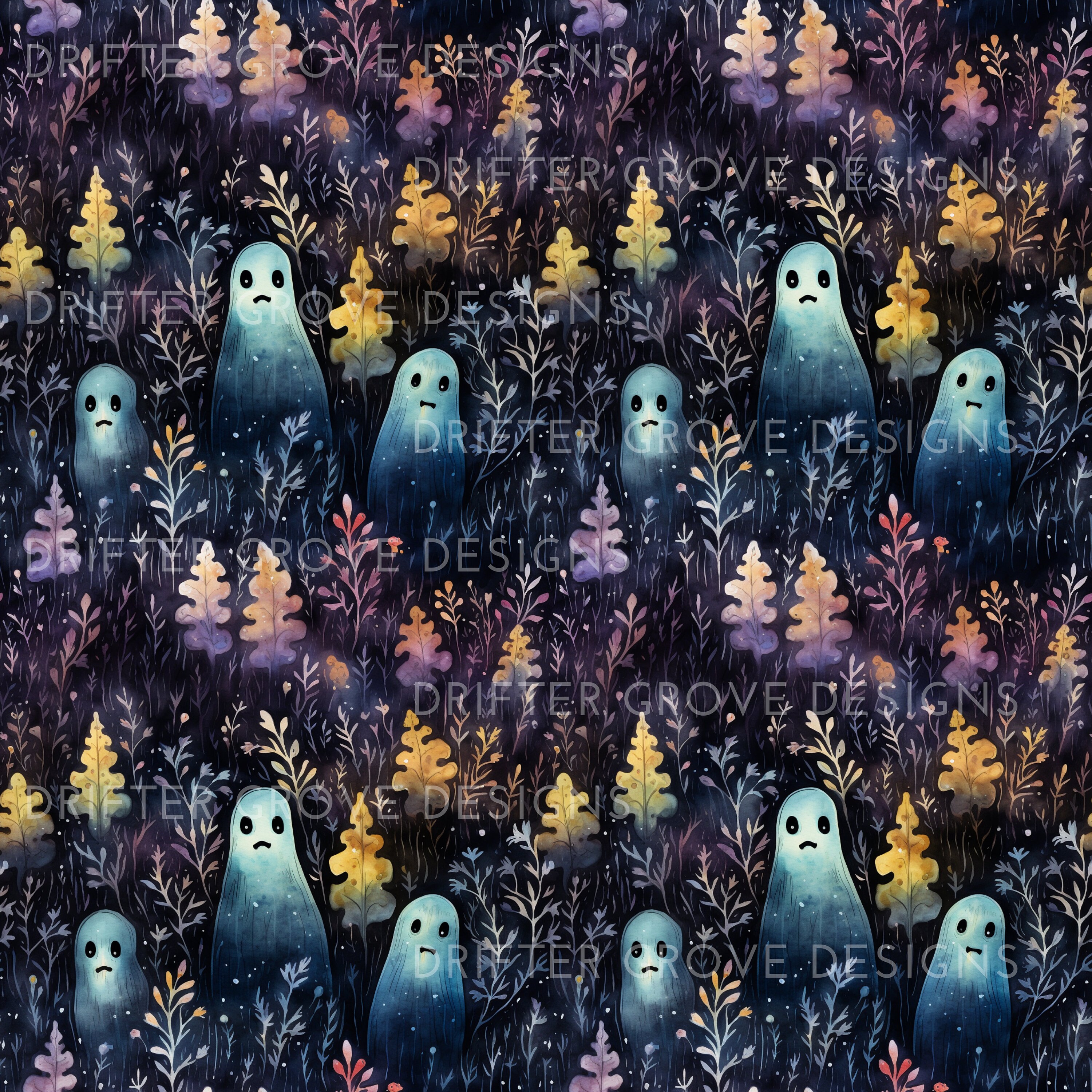 Ghost Seamless Pattern Digital Paper PNG Instant Download Scrapbooking ...