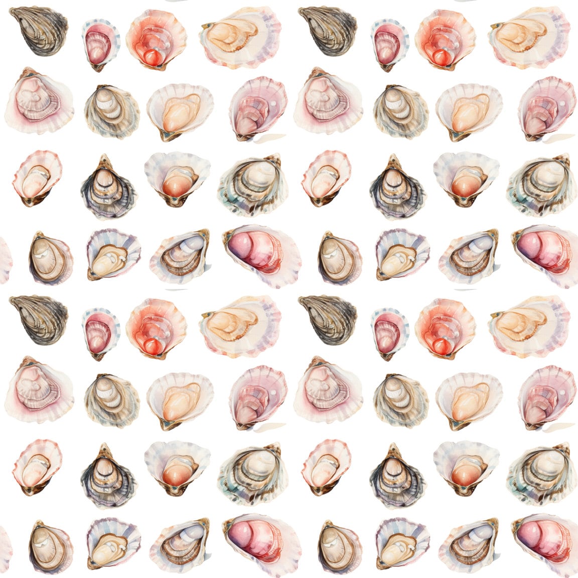 Oyster Seamless Pattern Digital Paper PNG Instant Download Scrapbooking ...