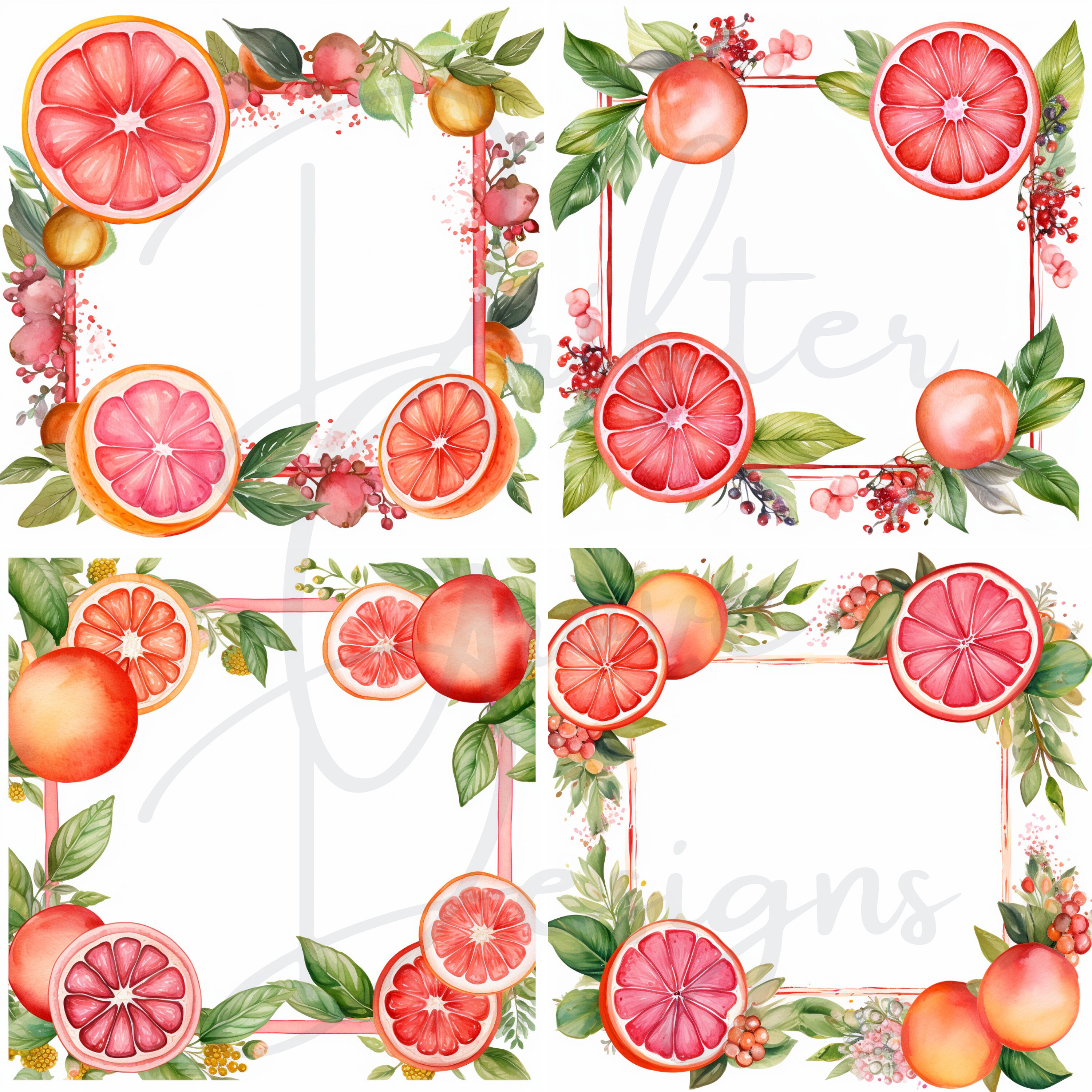 Citrus Frames Clipart Instant Download PNG - Etsy