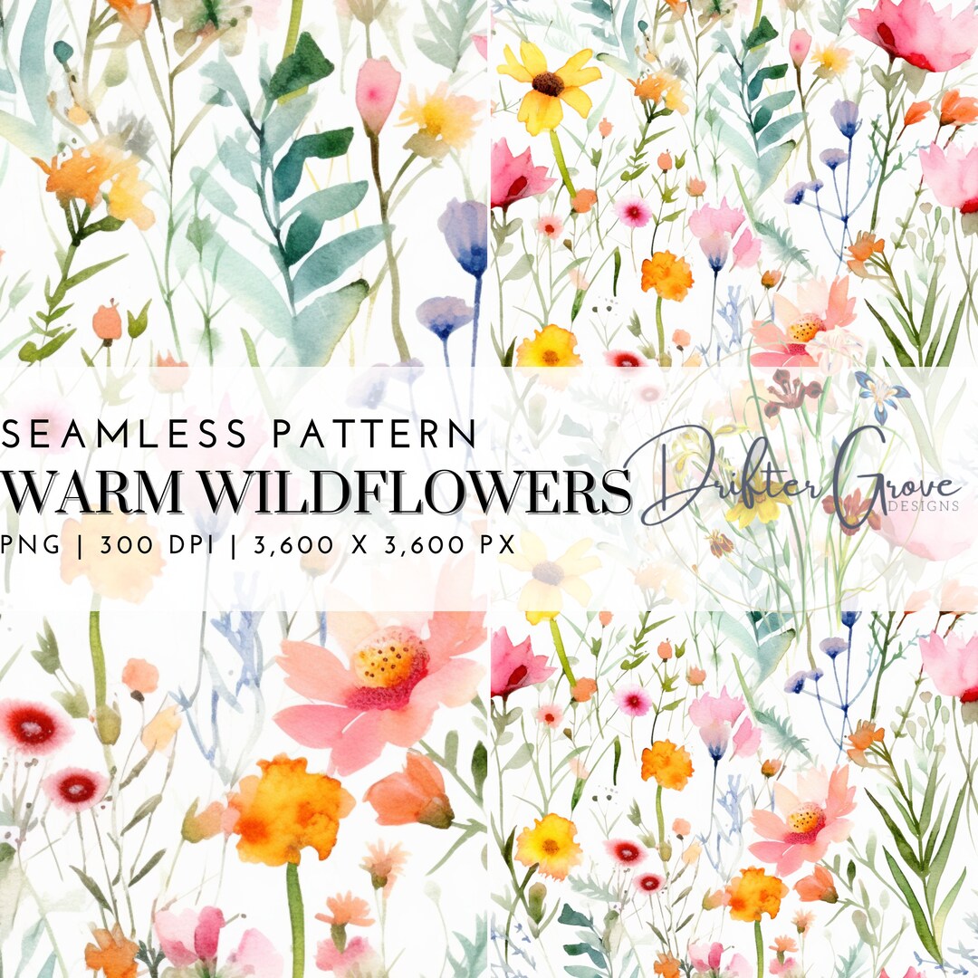 Wildflower Seamless Pattern PNG Instant Download - Etsy