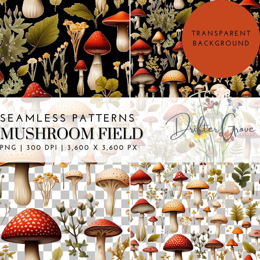 Mushroom Seamless Pattern Digital Paper PNG Instant Download ...
