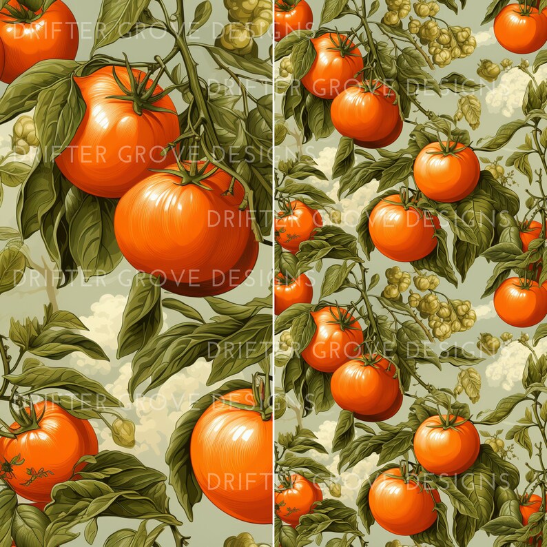 Tomato Seamless Pattern Digital Paper PNG Instant Download Scrapbooking ...
