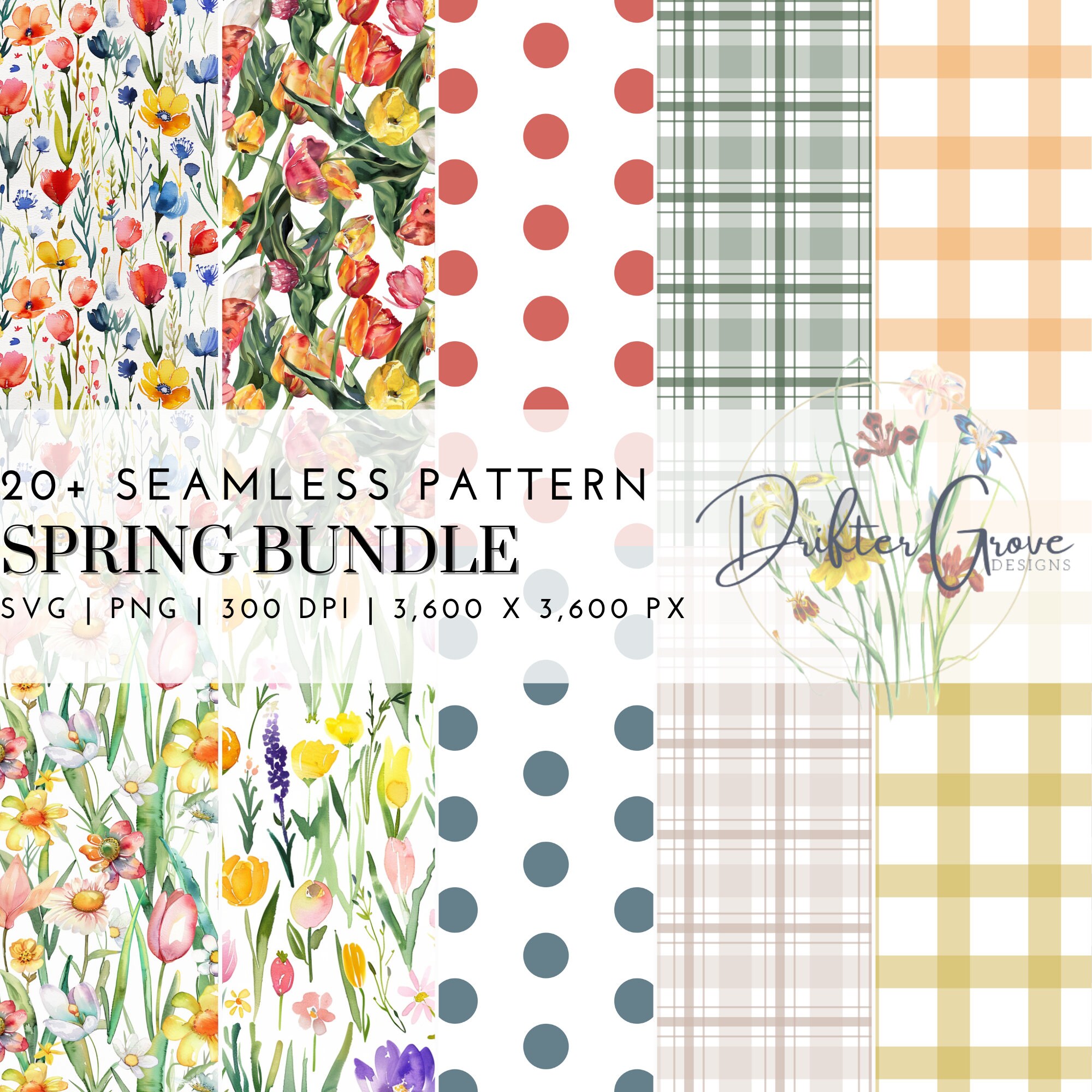 Spring Seamless Pattern Digital Paper PNG SVG Instant Download - Etsy