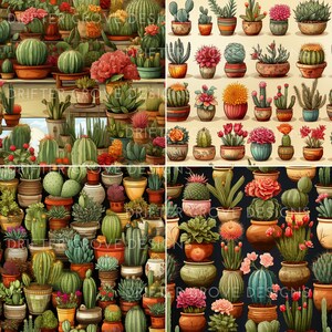 Cactus Seamless Pattern Digital Paper PNG Instant Download Scrapbooking ...