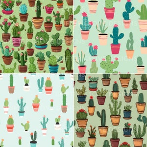 Cactus Seamless Pattern Digital Paper PNG Instant Download Scrapbooking ...