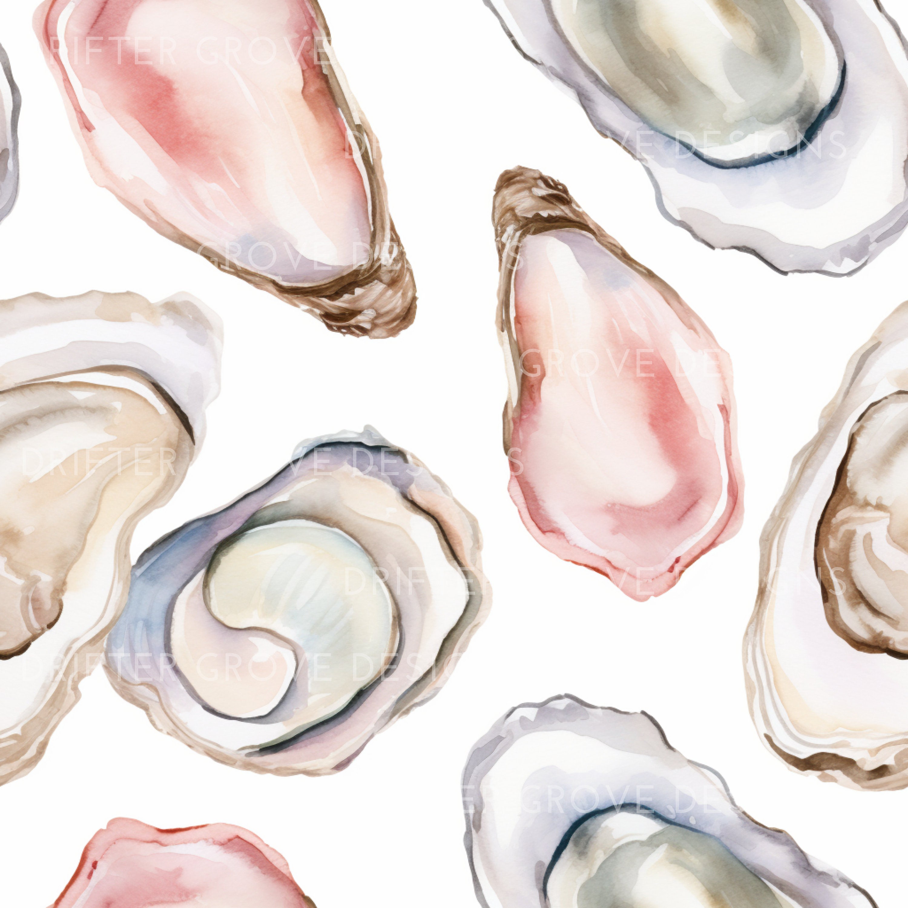 Oyster Seamless Pattern Digital Paper PNG Instant Download Scrapbooking ...