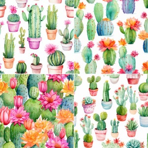 Cactus Seamless Pattern Digital Paper PNG Instant Download Scrapbooking ...