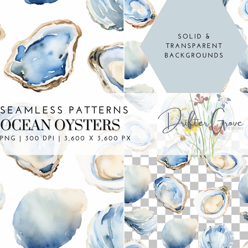 Oyster Seamless Pattern PNG Instant Download - Etsy