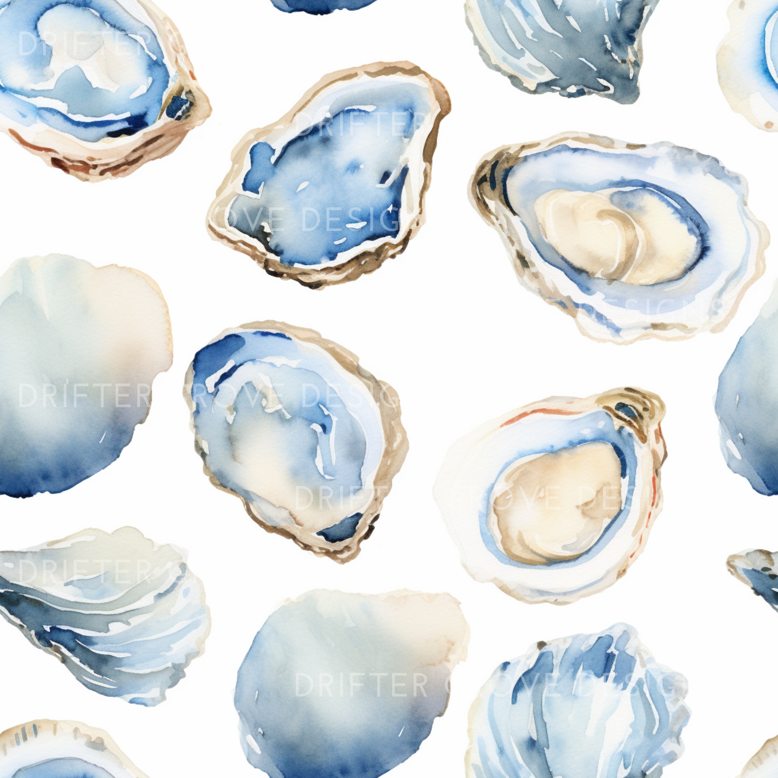Oyster Seamless Pattern PNG Instant Download - Etsy