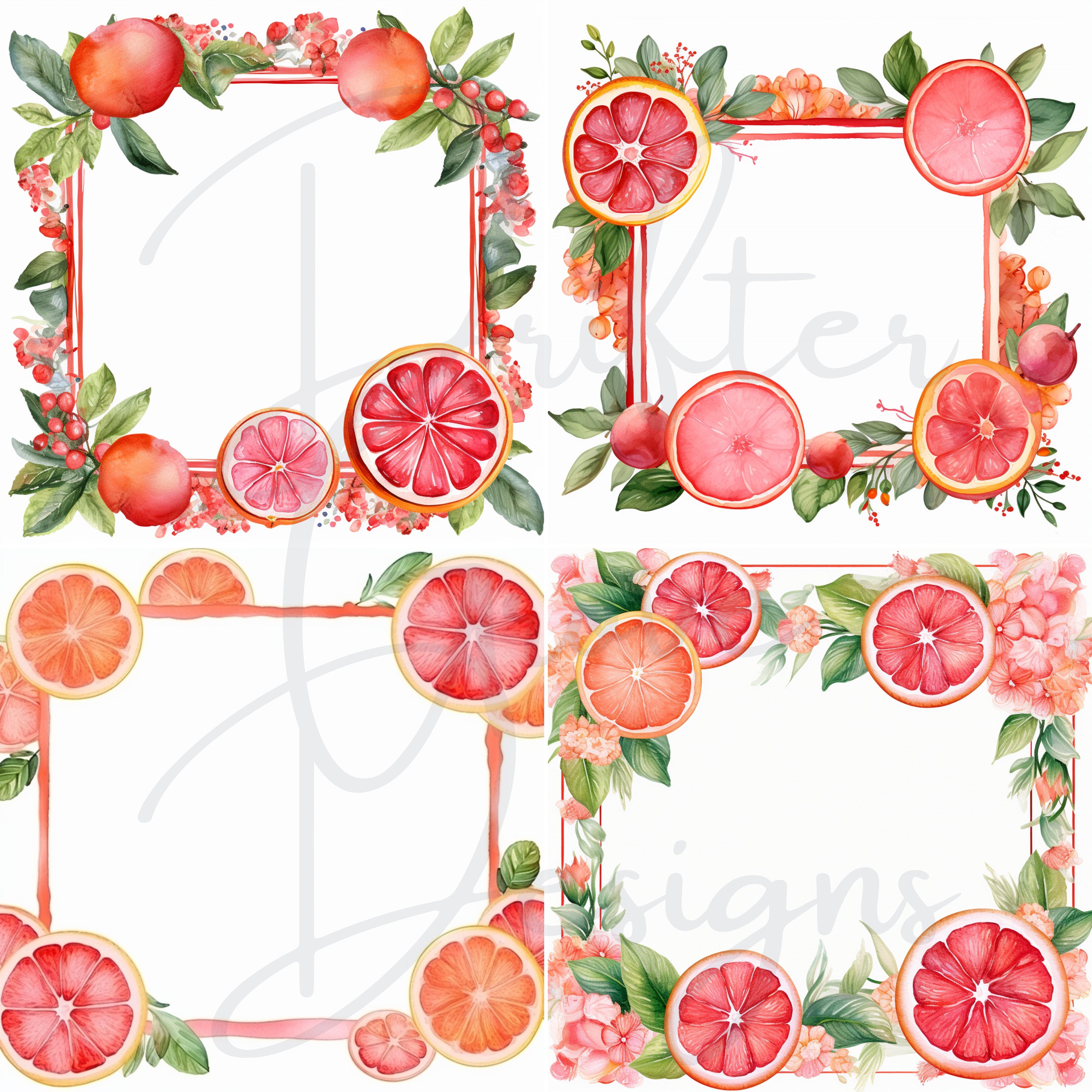 Citrus Frames Clipart Instant Download PNG - Etsy