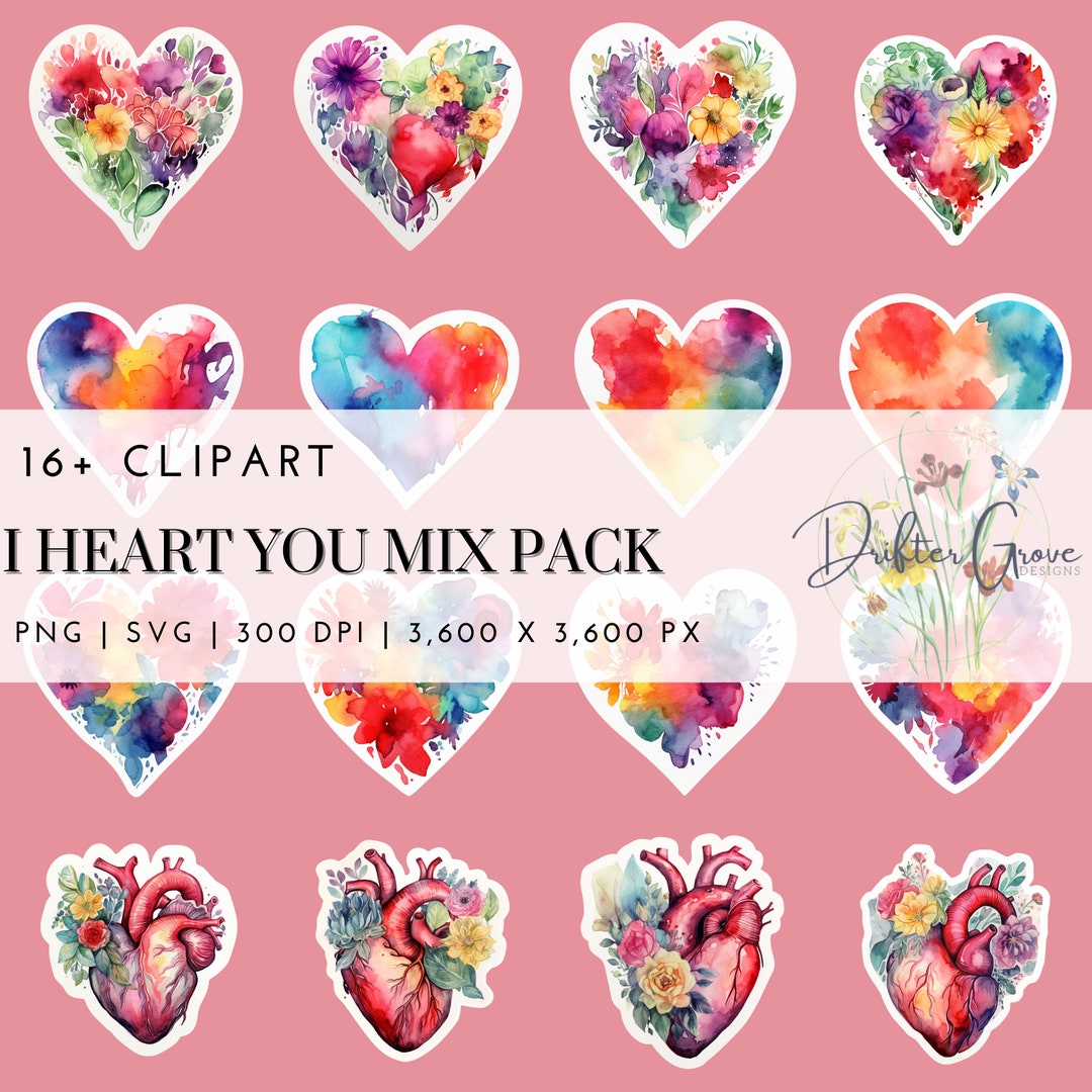Heart Stickers Clipart SVG PNG - Etsy UK