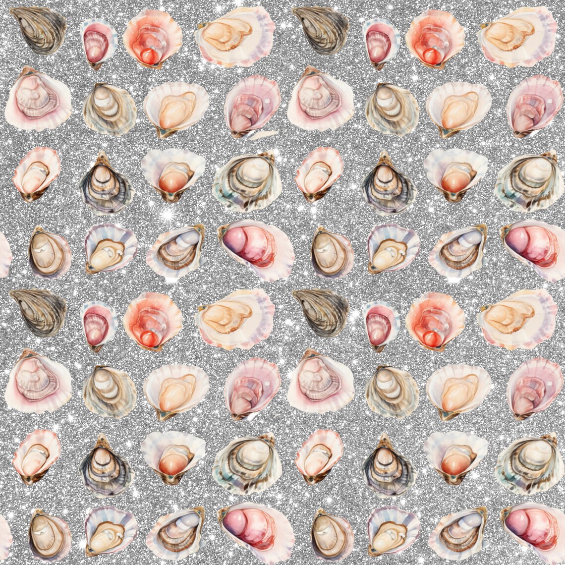 Oyster Seamless Pattern Digital Paper PNG Instant Download Scrapbooking ...