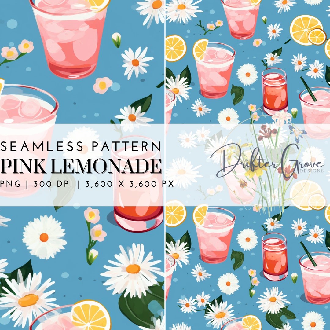 Pink Lemonade Seamless Pattern Digital Paper PNG Instant Download ...