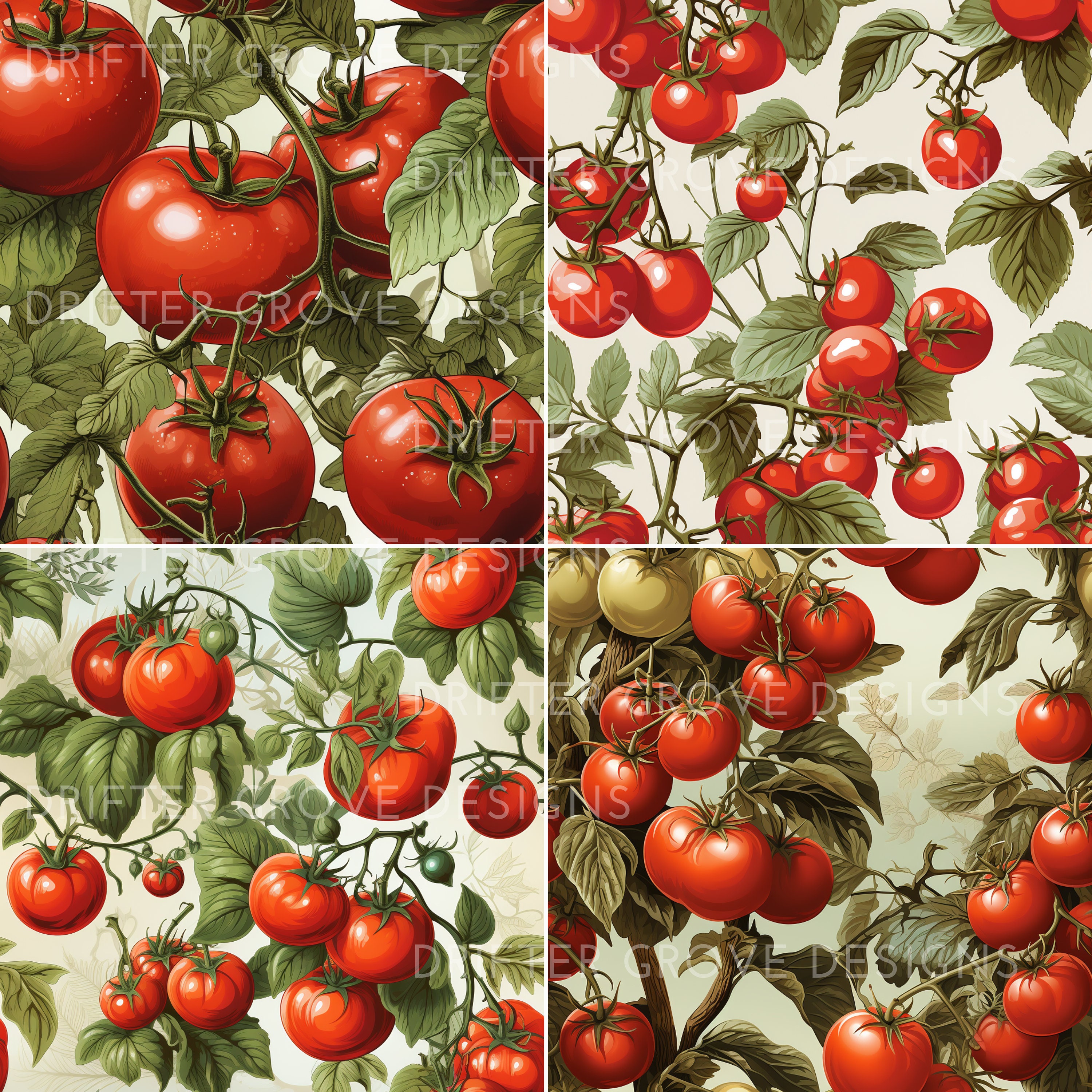 Tomato Seamless Pattern Digital Paper PNG Instant Download Scrapbooking ...