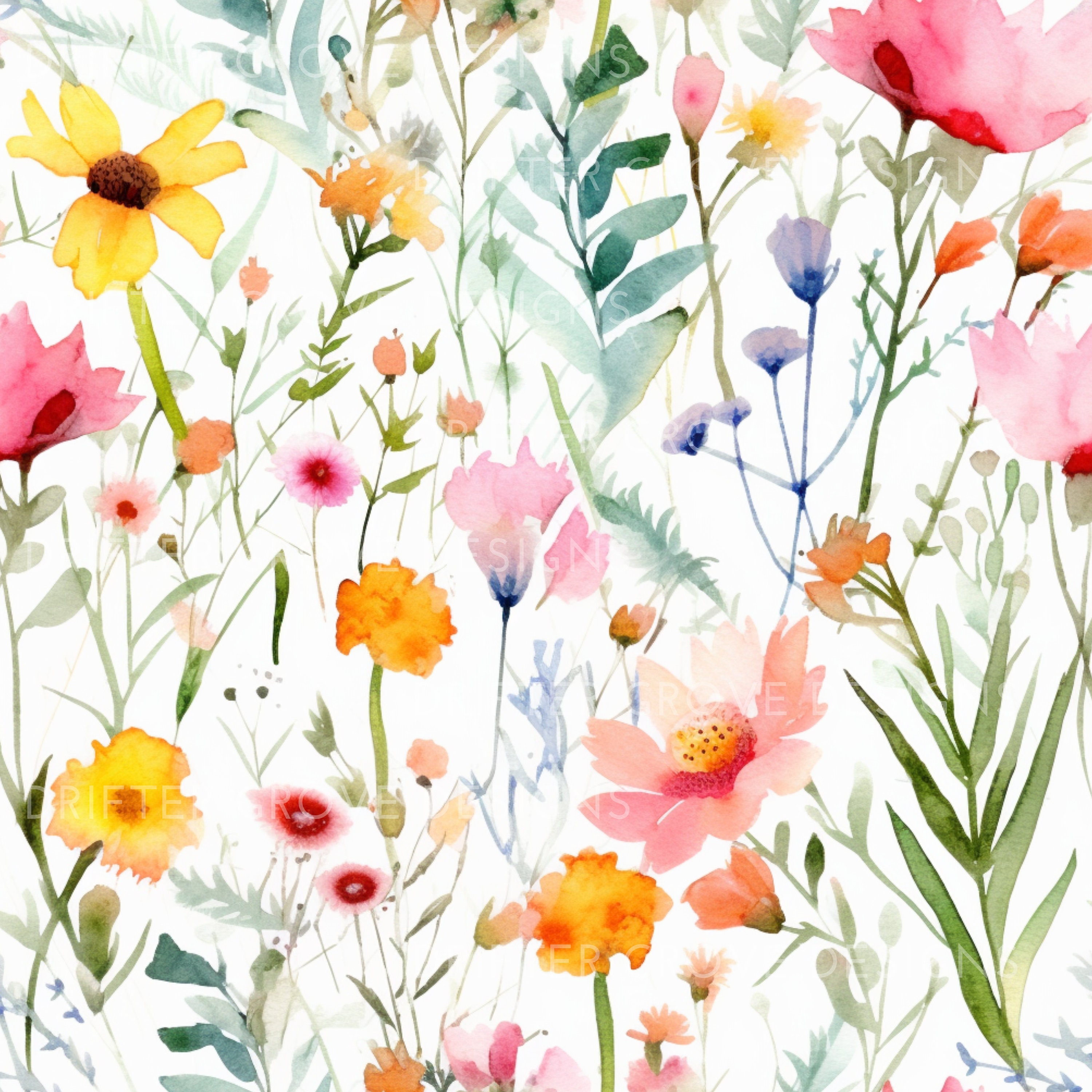 Wildflower Seamless Pattern PNG Instant Download - Etsy