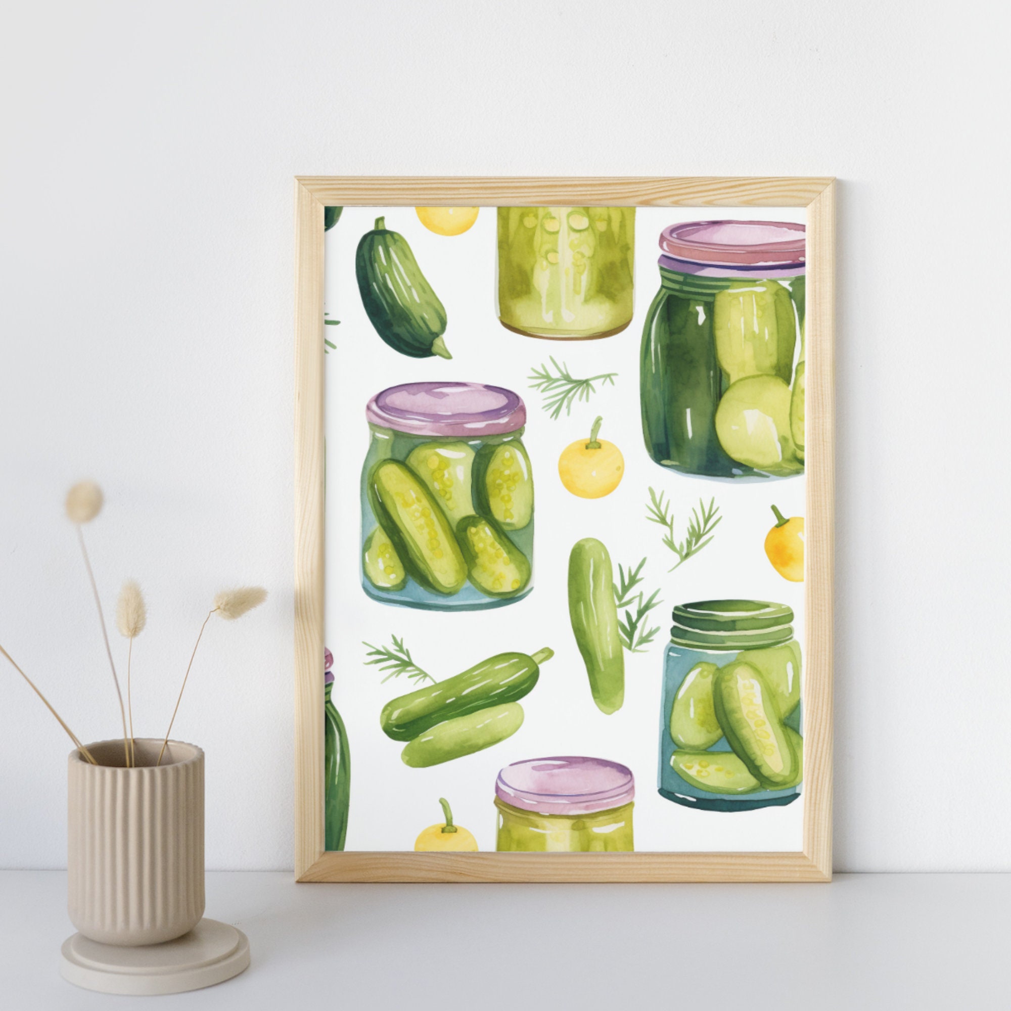 Seamless Pattern Pickles Jars Digital Paper PNG Instant Download ...