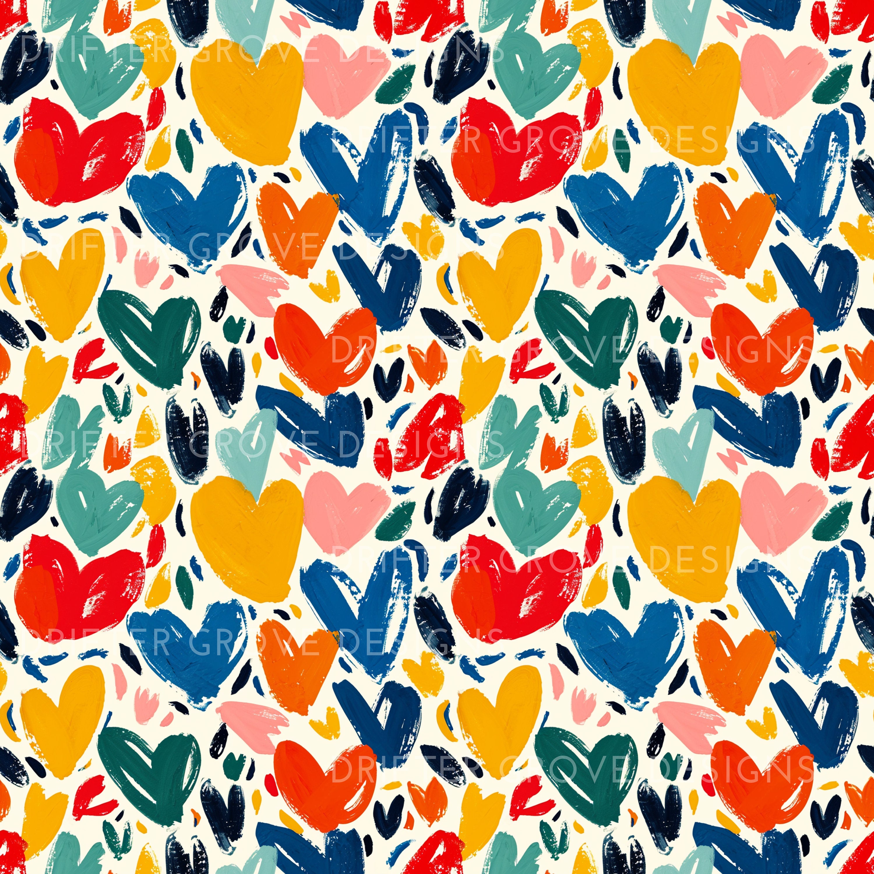 Heart Seamless Pattern Digital Paper PNG Instant Download - Etsy