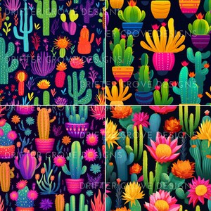 Cactus Seamless Pattern Digital Paper PNG Instant Download Scrapbooking ...