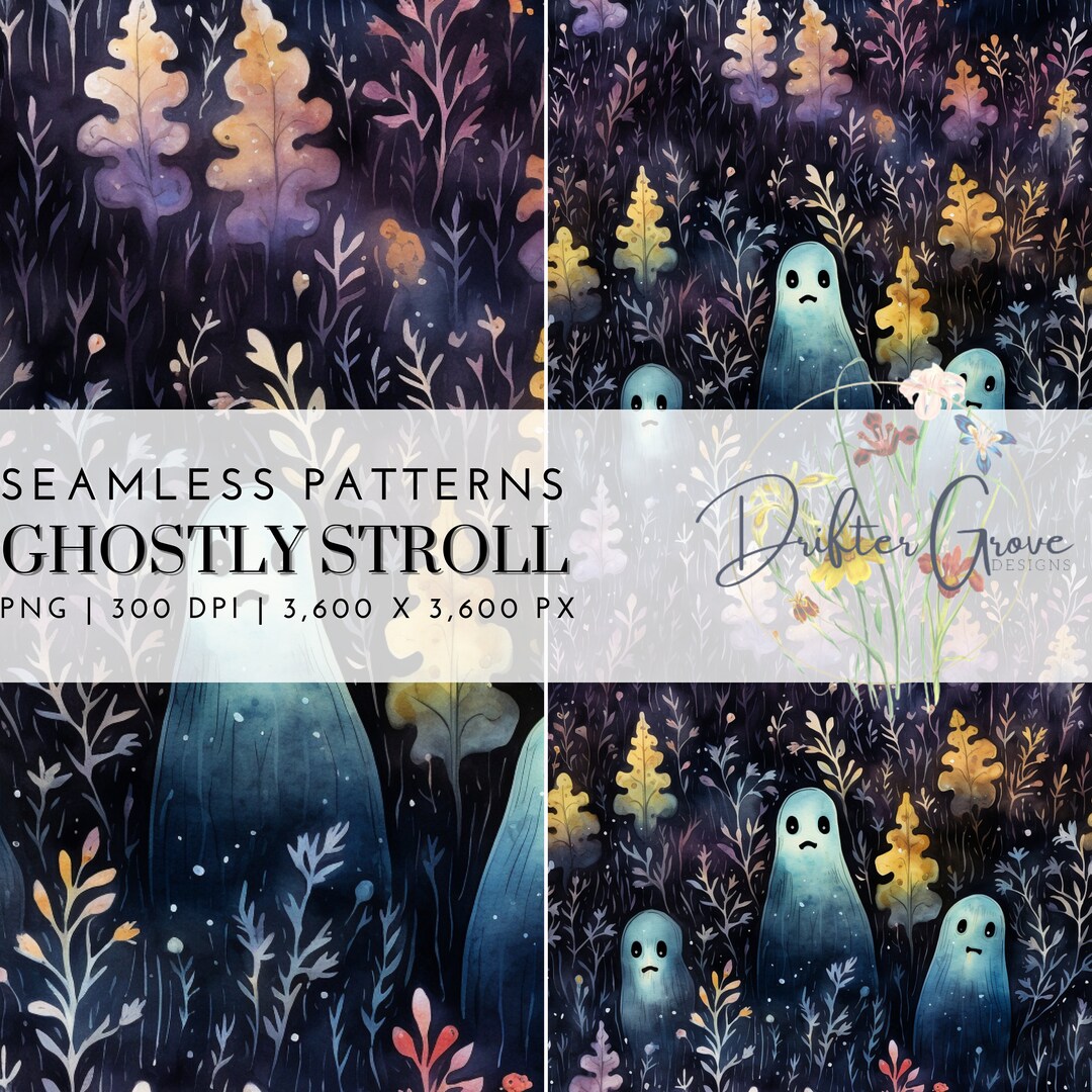 Ghost Seamless Pattern Digital Paper PNG Instant Download Scrapbooking ...