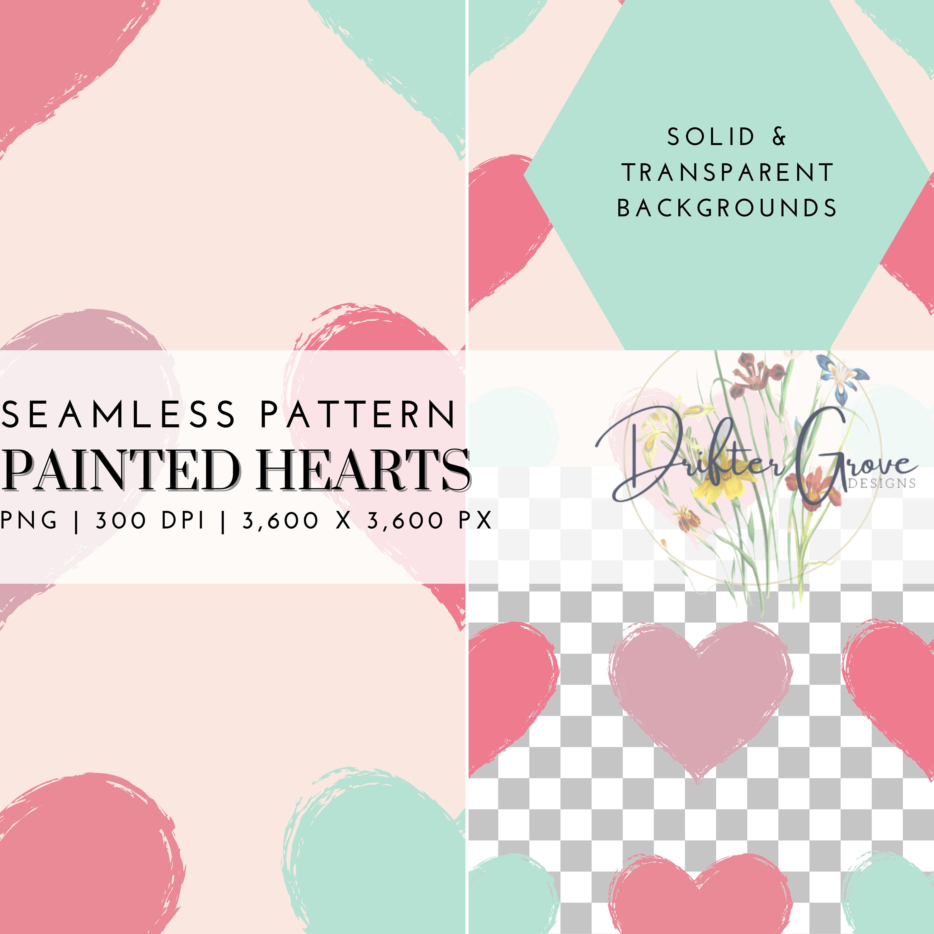 Heart Seamless Pattern Digital Paper PNG Instant Download - Etsy
