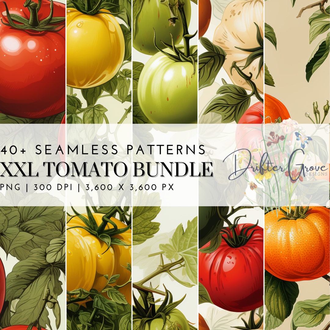 Tomato Seamless Pattern Digital Paper PNG Instant Download Scrapbooking ...