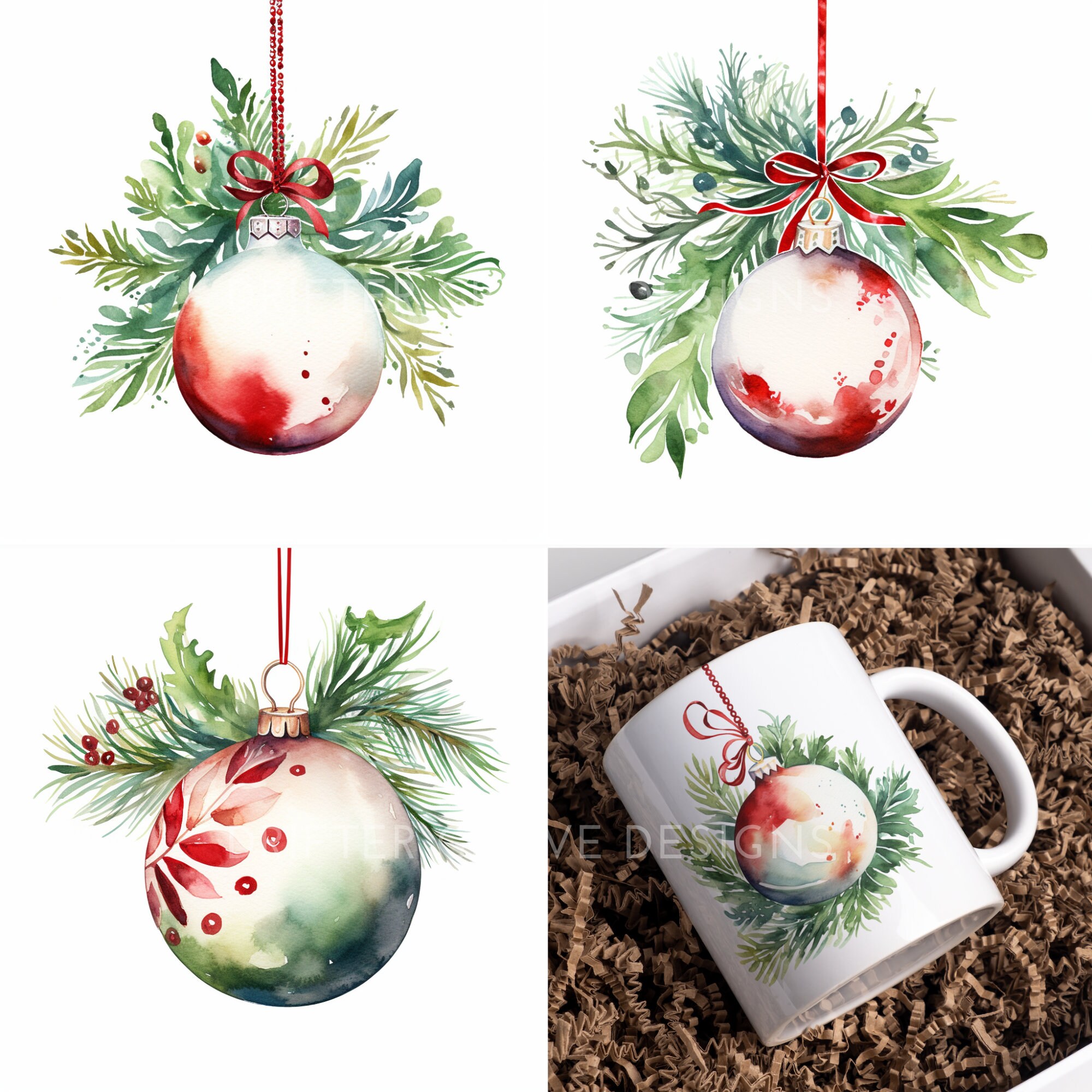 Christmas Ornament Clip Art Instant Download PNG Crafting Supply ...