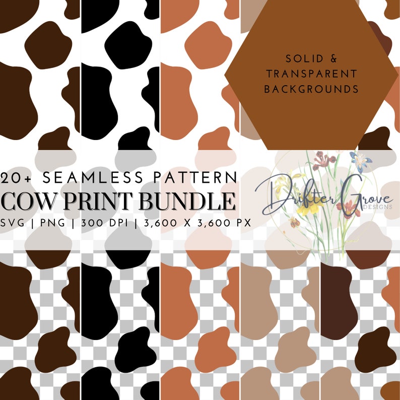 Cow Print Seamless Pattern Digital Paper PNG SVG Instant Download - Etsy