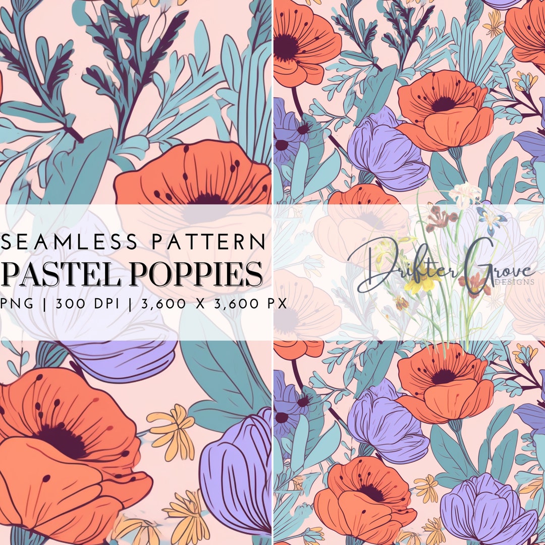 Retro Seamless Pattern Digital Paper PNG Instant Download Scrapbooking ...