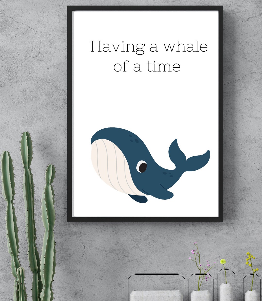 Digital Print - Fun Cartoon Whale Print Animal. Ideal in Baby’s Room ...