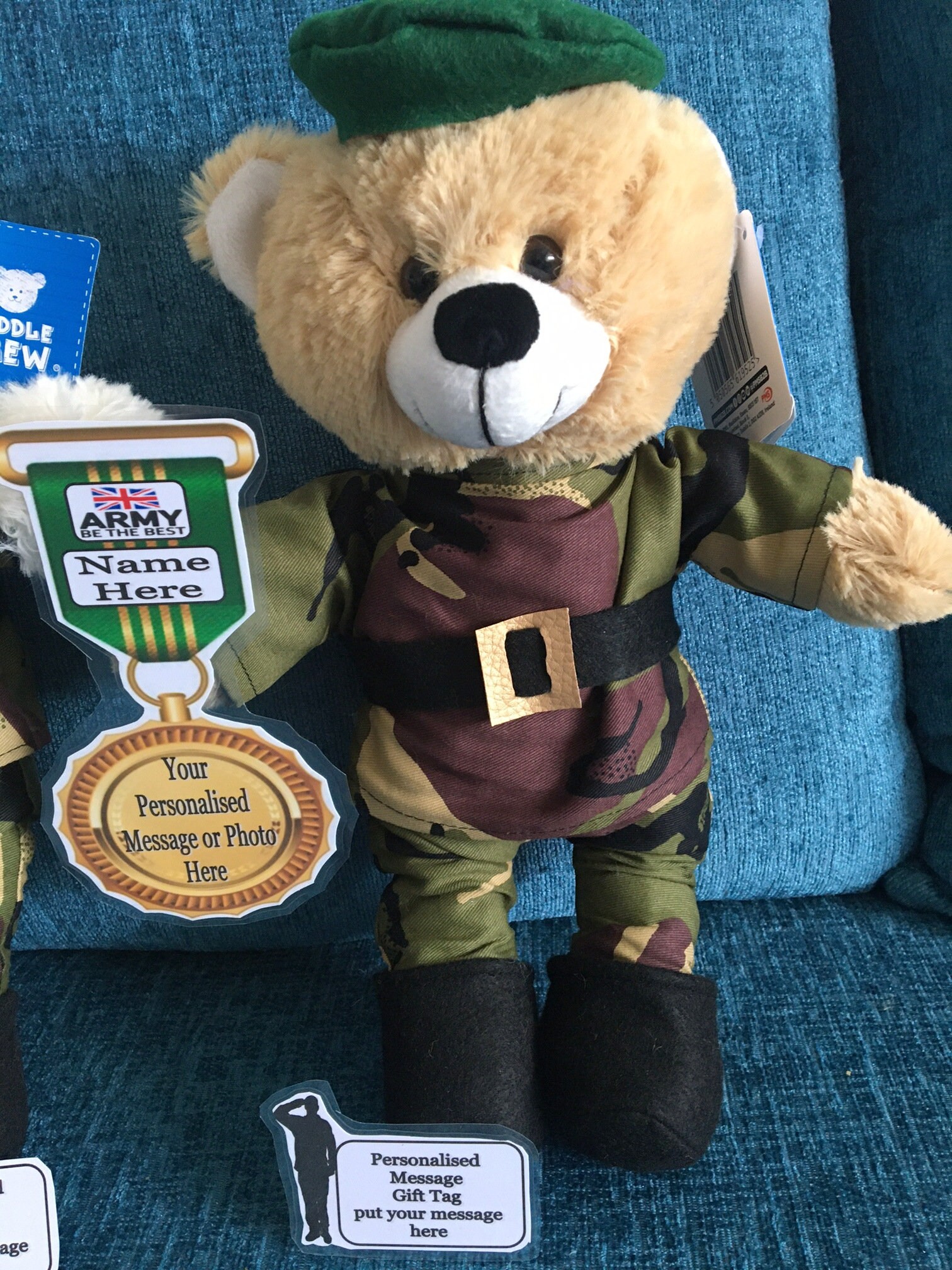 Army soldier personalised teddy bear medal with photo or - Etsy.de