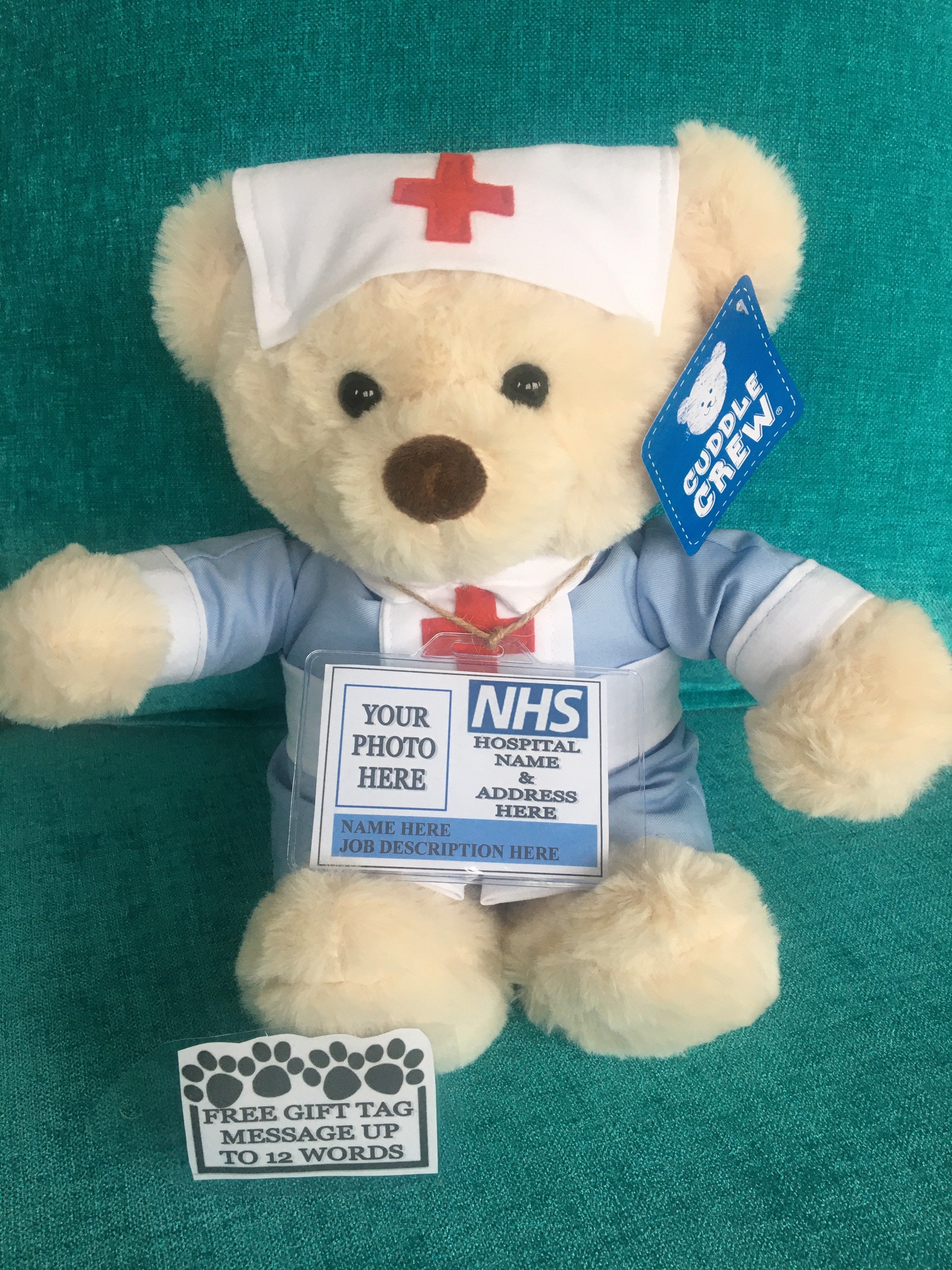 Nurse Teddy Bear Personalised Nhs Photo Badge Nurse Uniform - Etsy