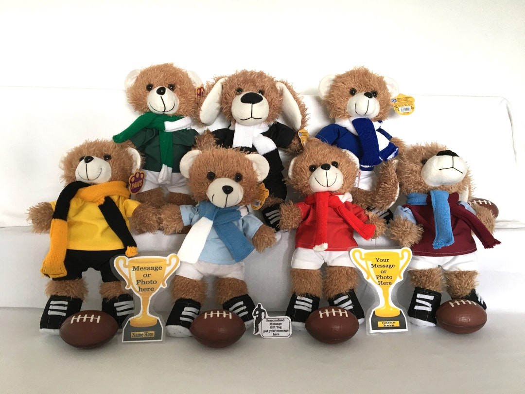 Rugby Gift Personalised Teddy Bear With Personalised Flat Trophy With ...