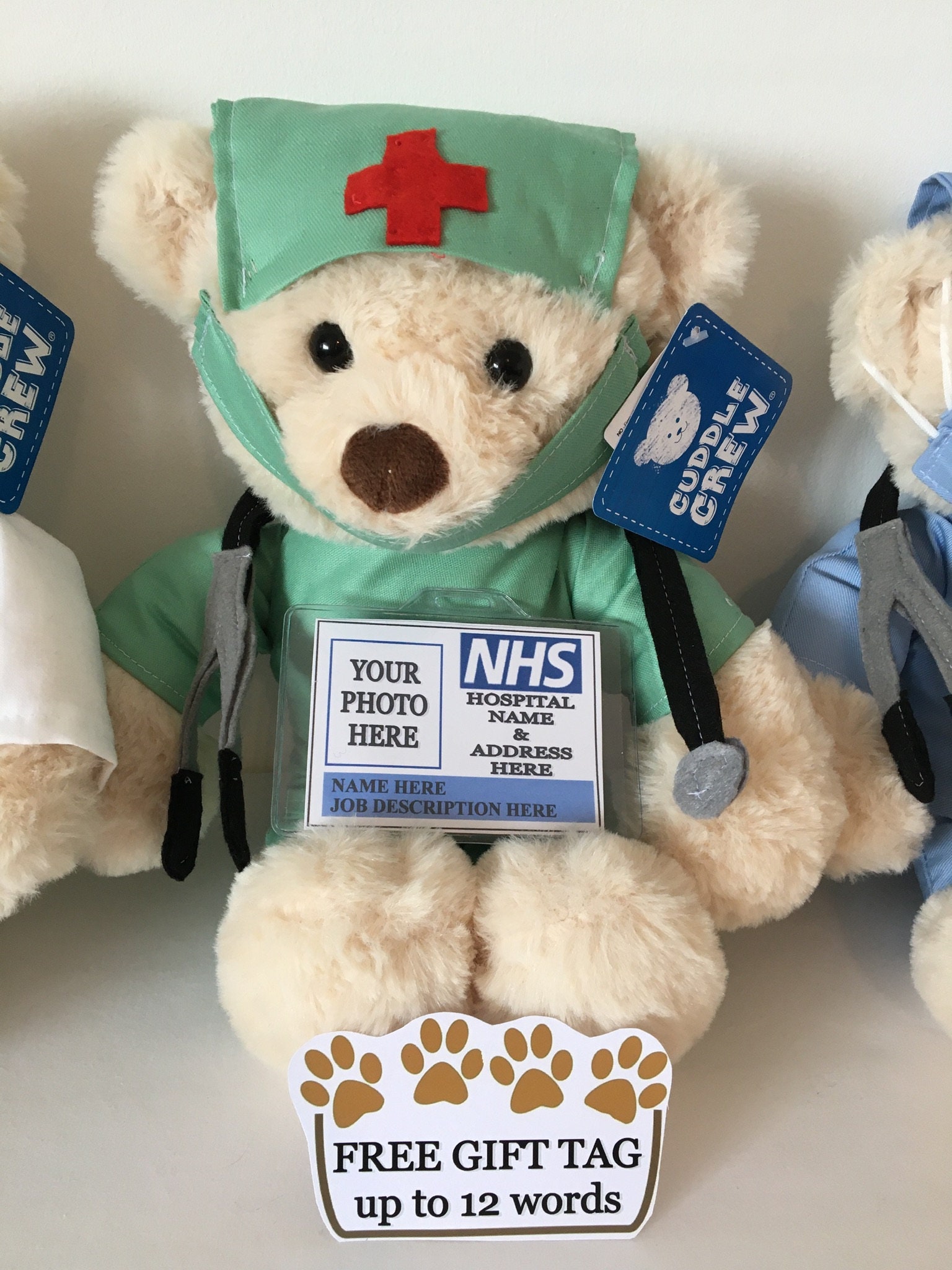 Doctor Personalised Teddy Bear Id Photo Badge Gift Tag Unique Gift ...