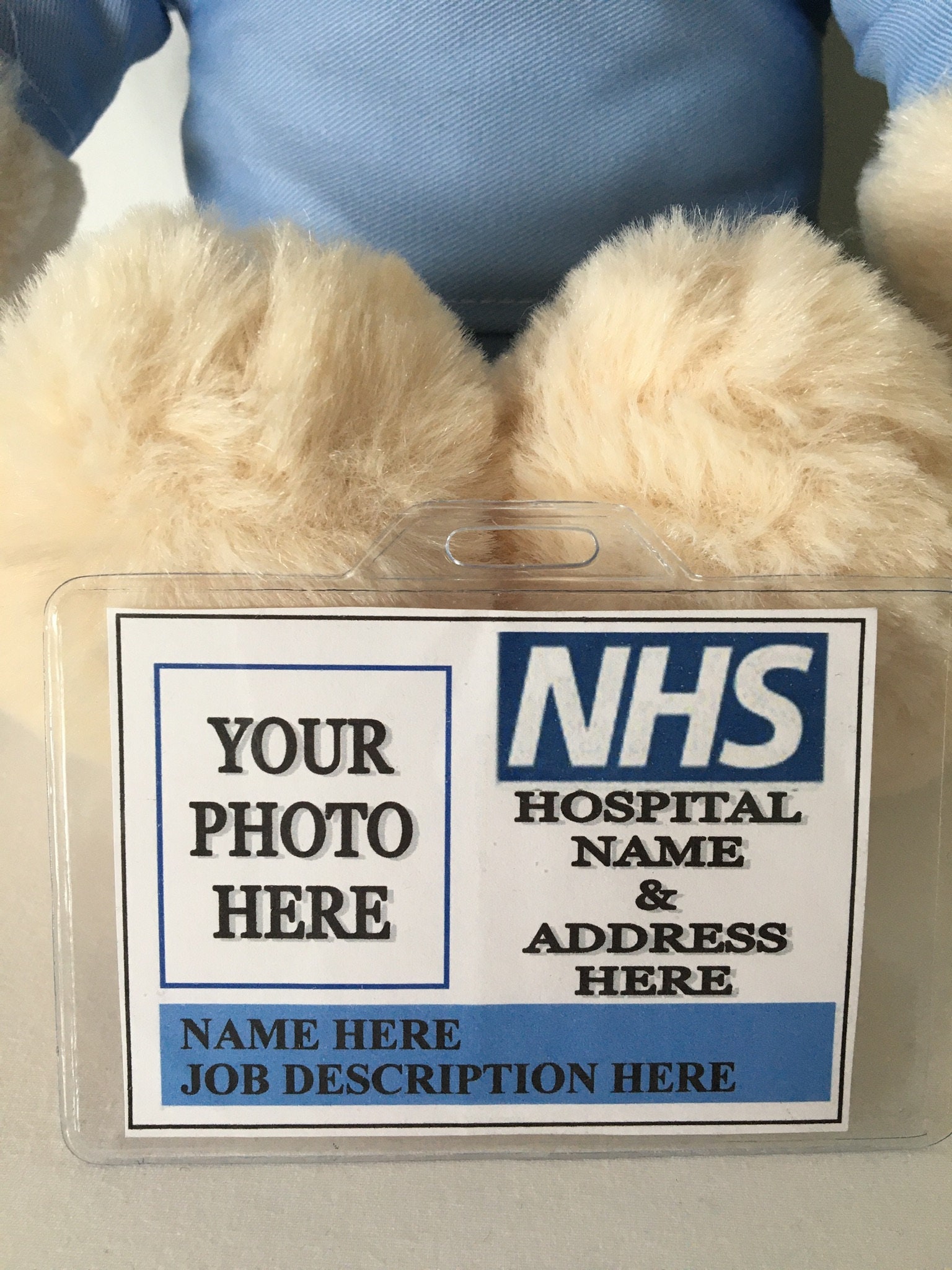 Doctor Personalised Teddy Bear Id Photo Badge Gift Tag Unique Gift ...