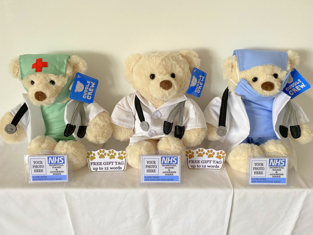 Doctor Personalised Teddy Bear Id Photo Badge Gift Tag Unique Gift ...