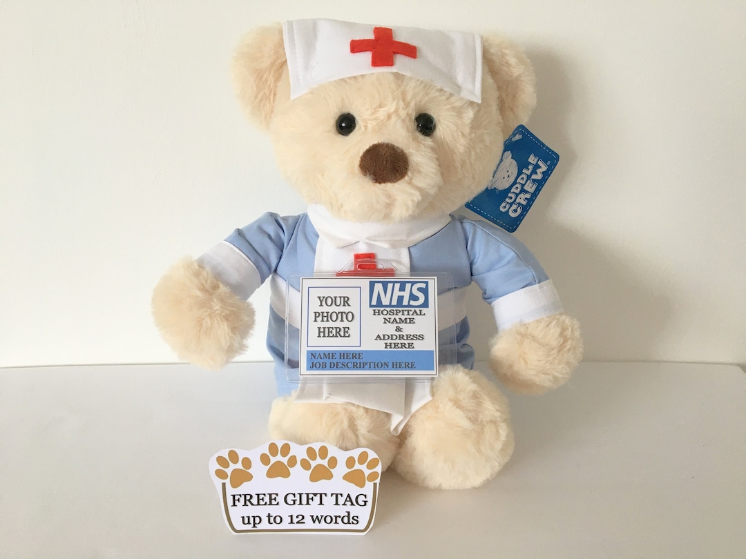 Nurse Teddy Bear Personalised Nhs Photo Badge Nurse Uniform - Etsy