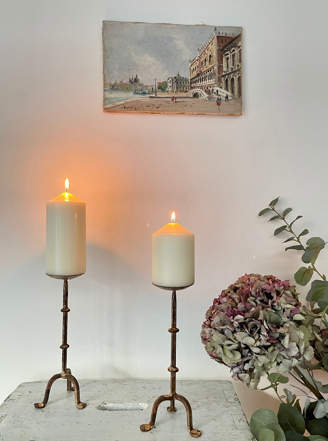 Rustic Cast Iron Candlesticks - Etsy