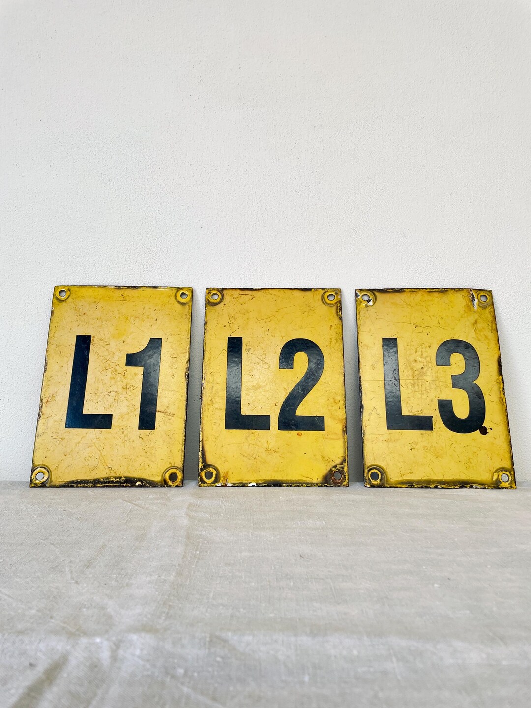 Trio Vintage Metal Signs 'L1, L2 and L3' - Etsy