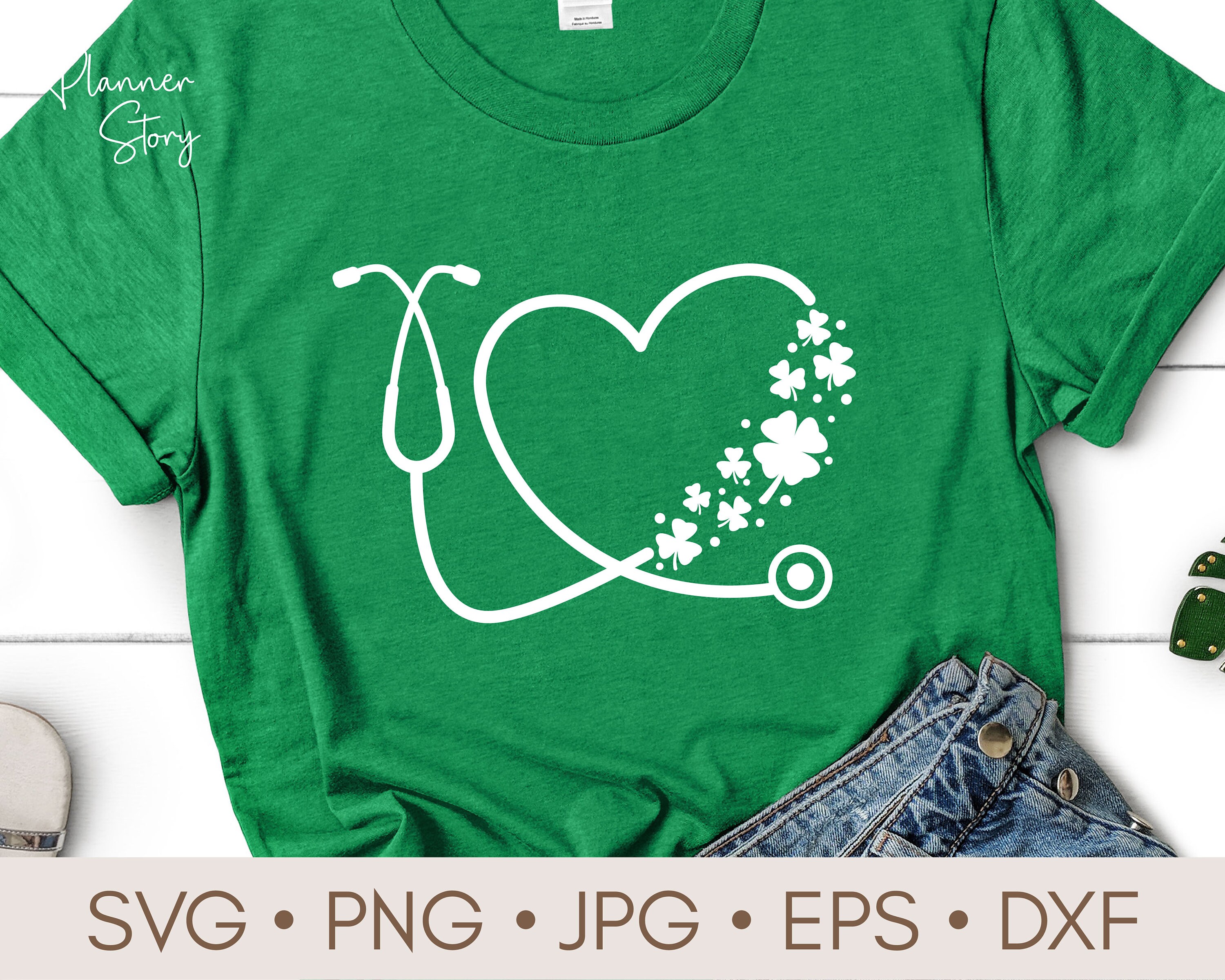 Shamrock Stethoscope Svg Heart Stethoscope Svg Lucky Nurse - Etsy