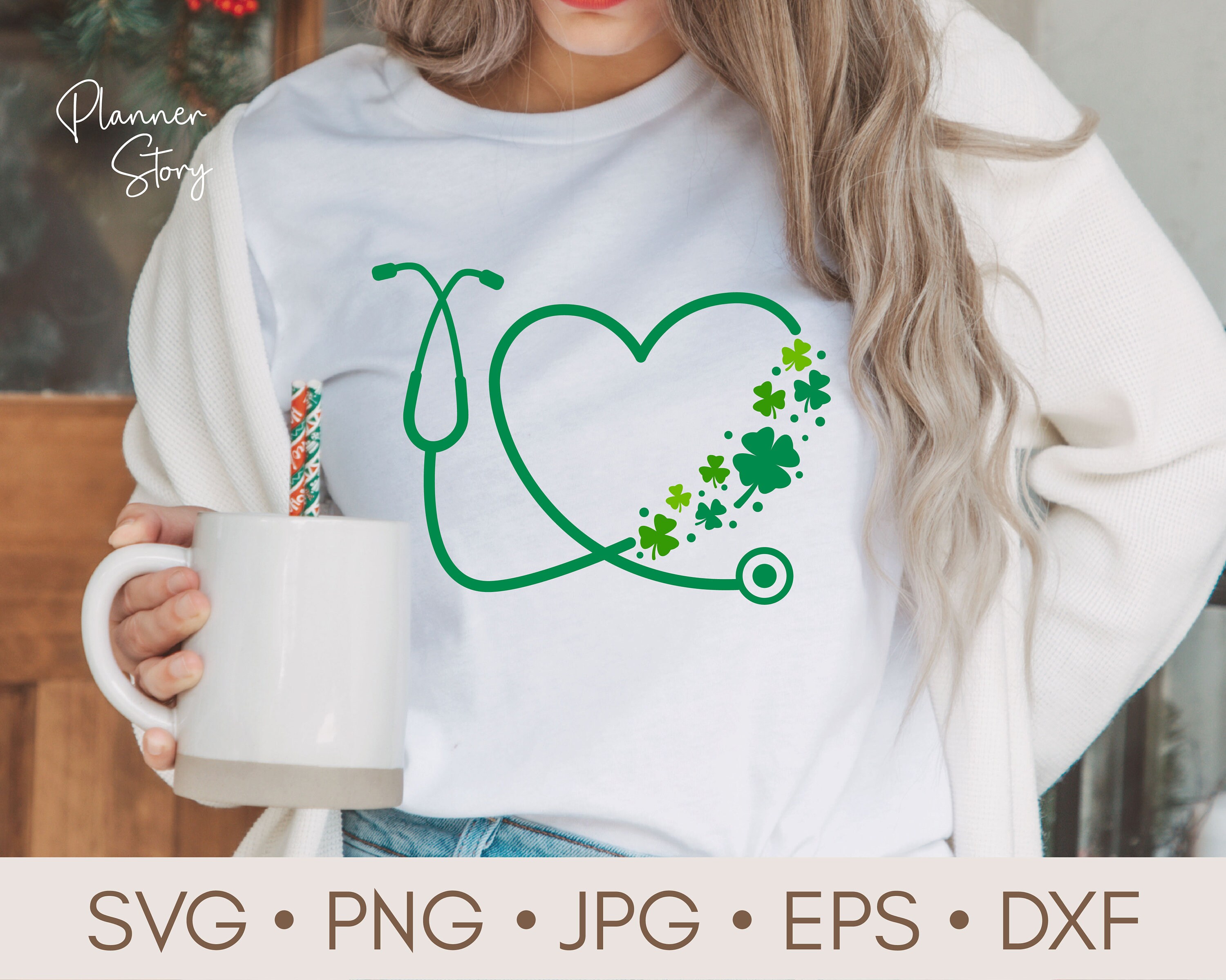 Shamrock Stethoscope Svg Heart Stethoscope Svg Lucky Nurse - Etsy