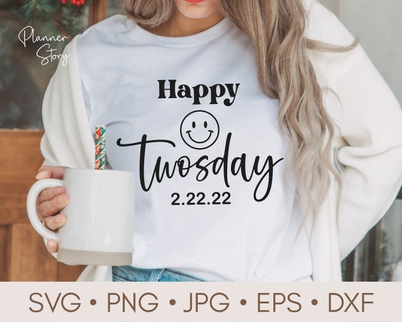 Happy Twosday Smiley Face Svg Png Happy Twosday Svg 2-22-22 | Etsy