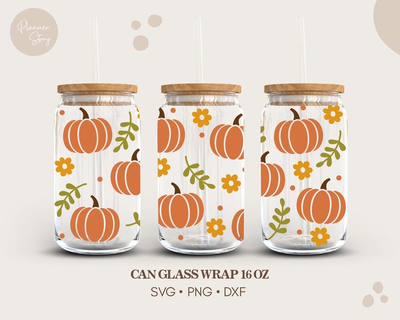 Pumpkin 16oz Glass Can Wrap Fall Can Glass Wrap Autumn Svg - Etsy