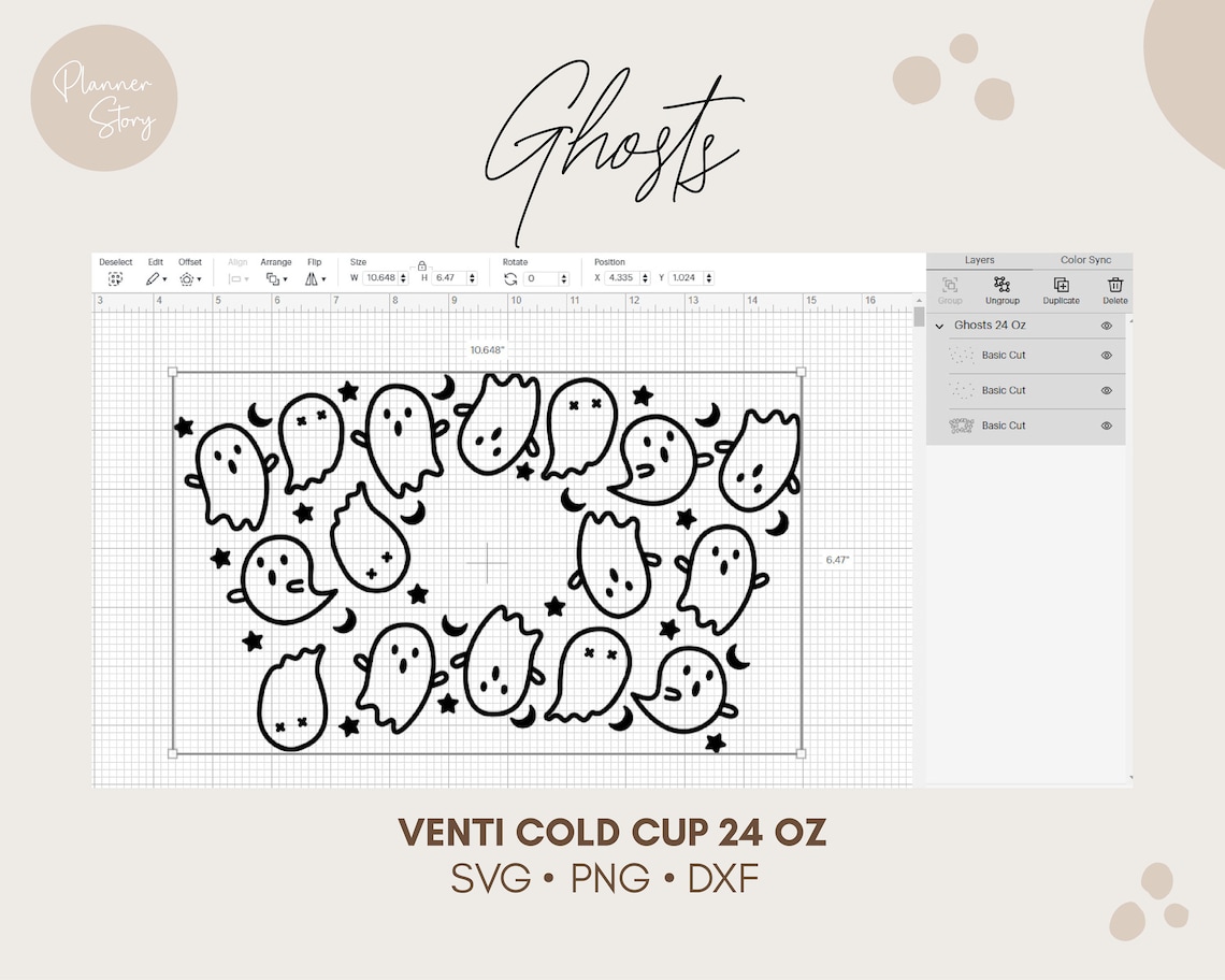 Ghosts 24oz Venti Cold Cup Wrap Svg, Ghost Wrap Svg, Spooky Season Svg ...