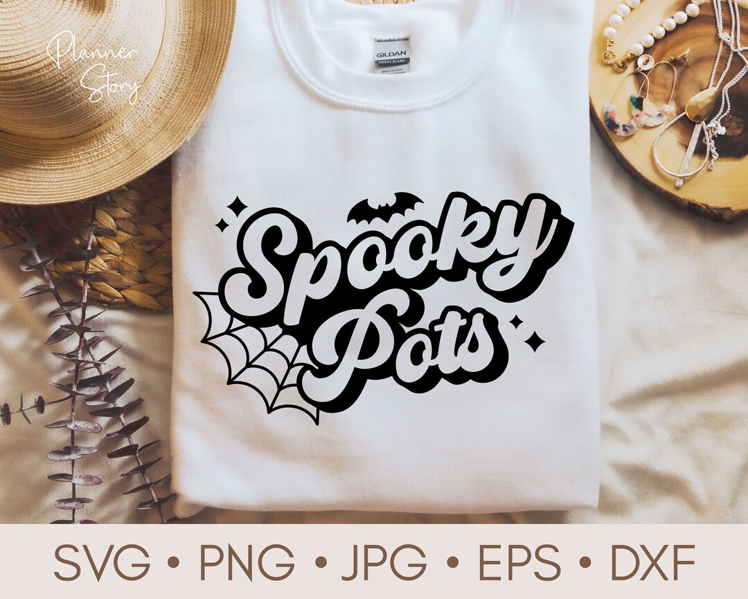 Spooky Pots Svg, Spooky Vibes Svg, Halloween Svg, Halloween Retro Svg ...