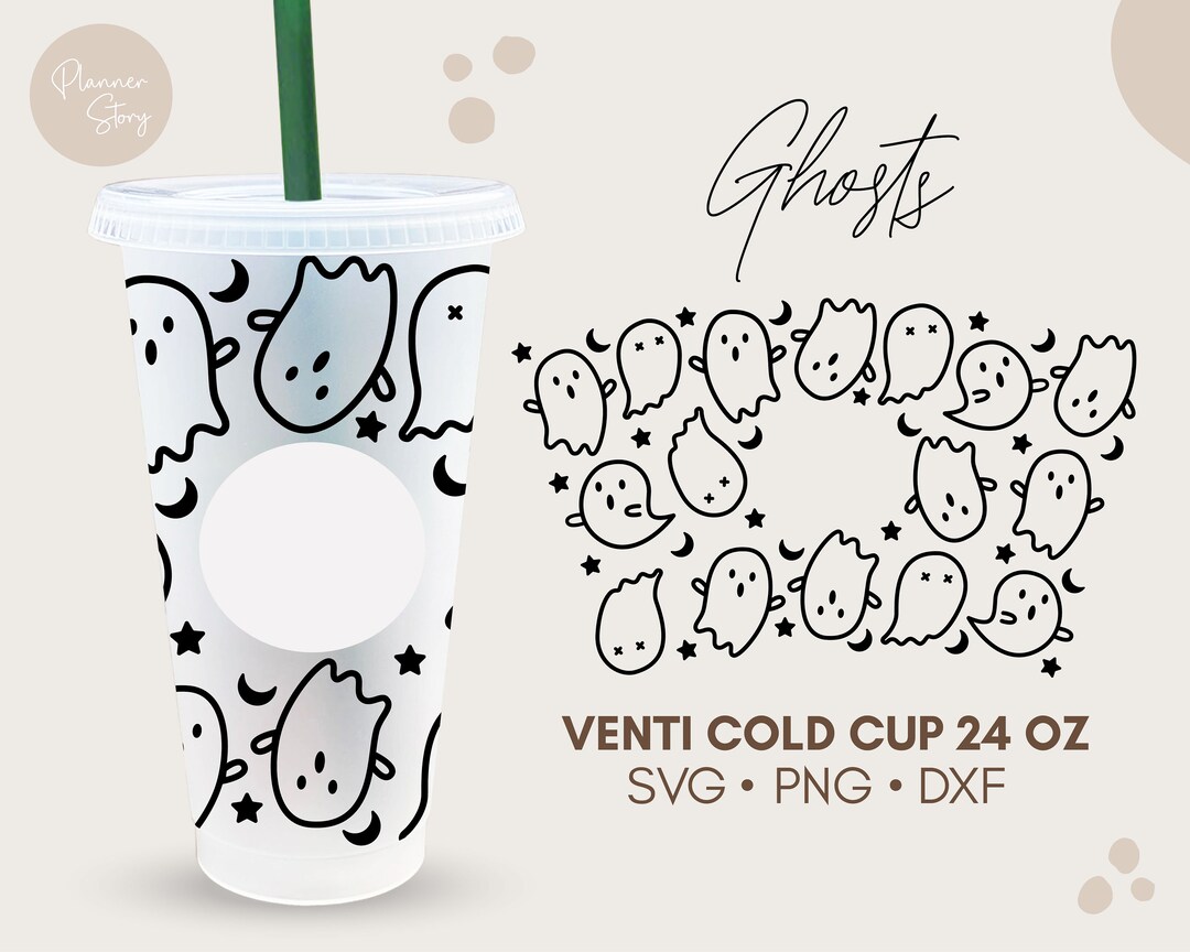 Ghosts 24oz Venti Cold Cup Wrap Svg, Ghost Wrap Svg, Spooky Season Svg ...