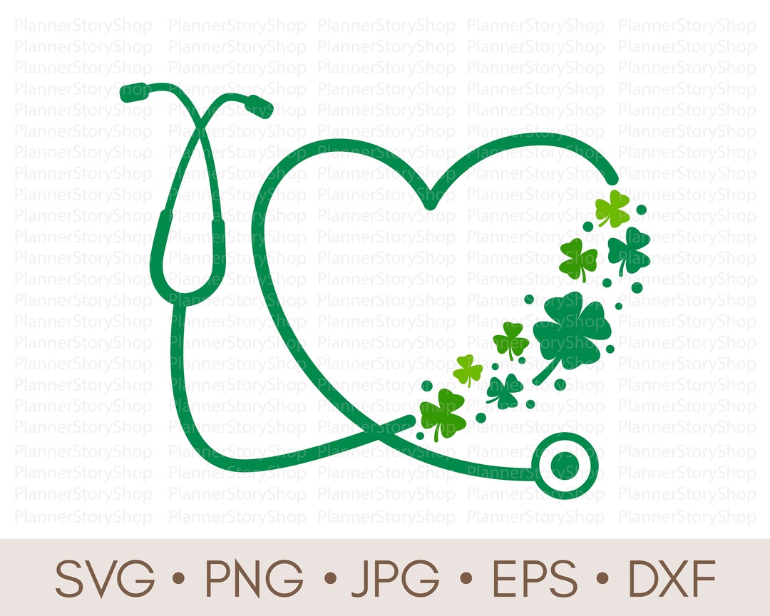 Shamrock Stethoscope Svg, Heart Stethoscope Svg, Lucky Nurse Svg ...