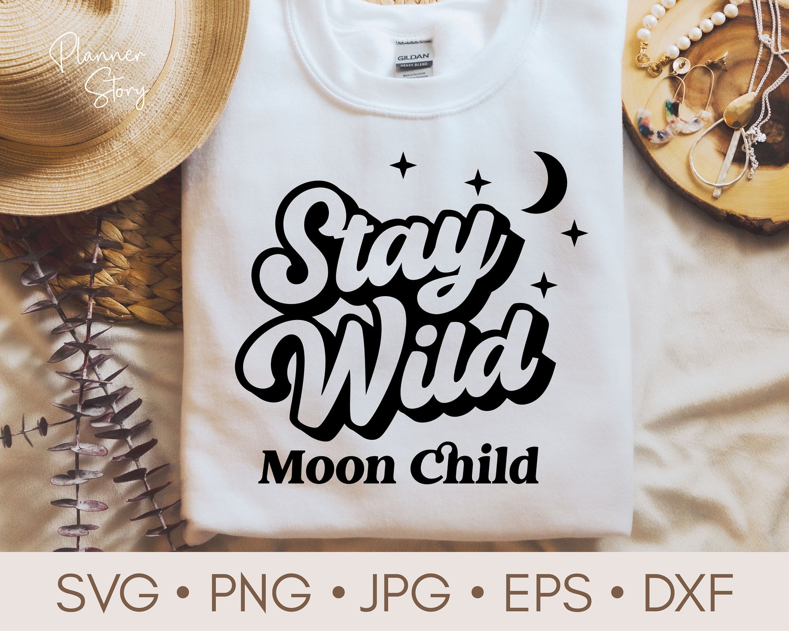 Stay Wild Moon Child Svg, Moon Svg, Retro Moon Child Svg, Boho Svg ...