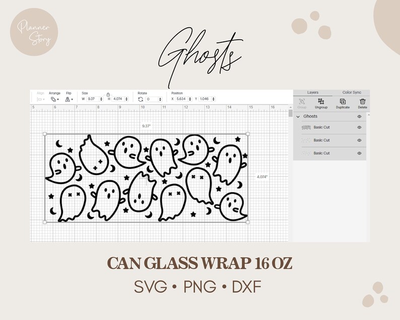 Ghosts 16oz Glass Can Wrap, Halloween Can Glass Svg, Boo Svg, Ghost Svg ...