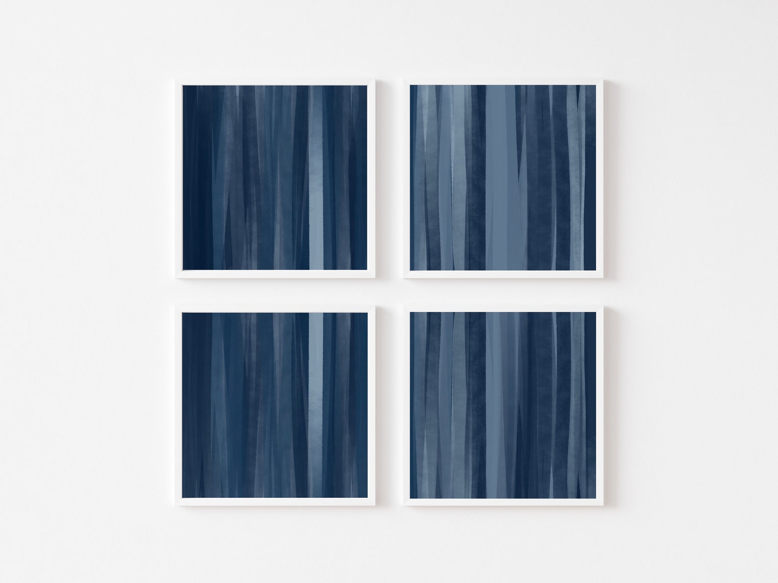 Blue Art Set, Living Room Poster Set, Blue Set of 4, 4 Poster Set ...