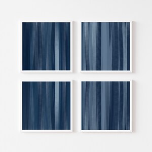 Blue Art Set, Living Room Poster Set, Blue Set of 4, 4 Poster Set ...
